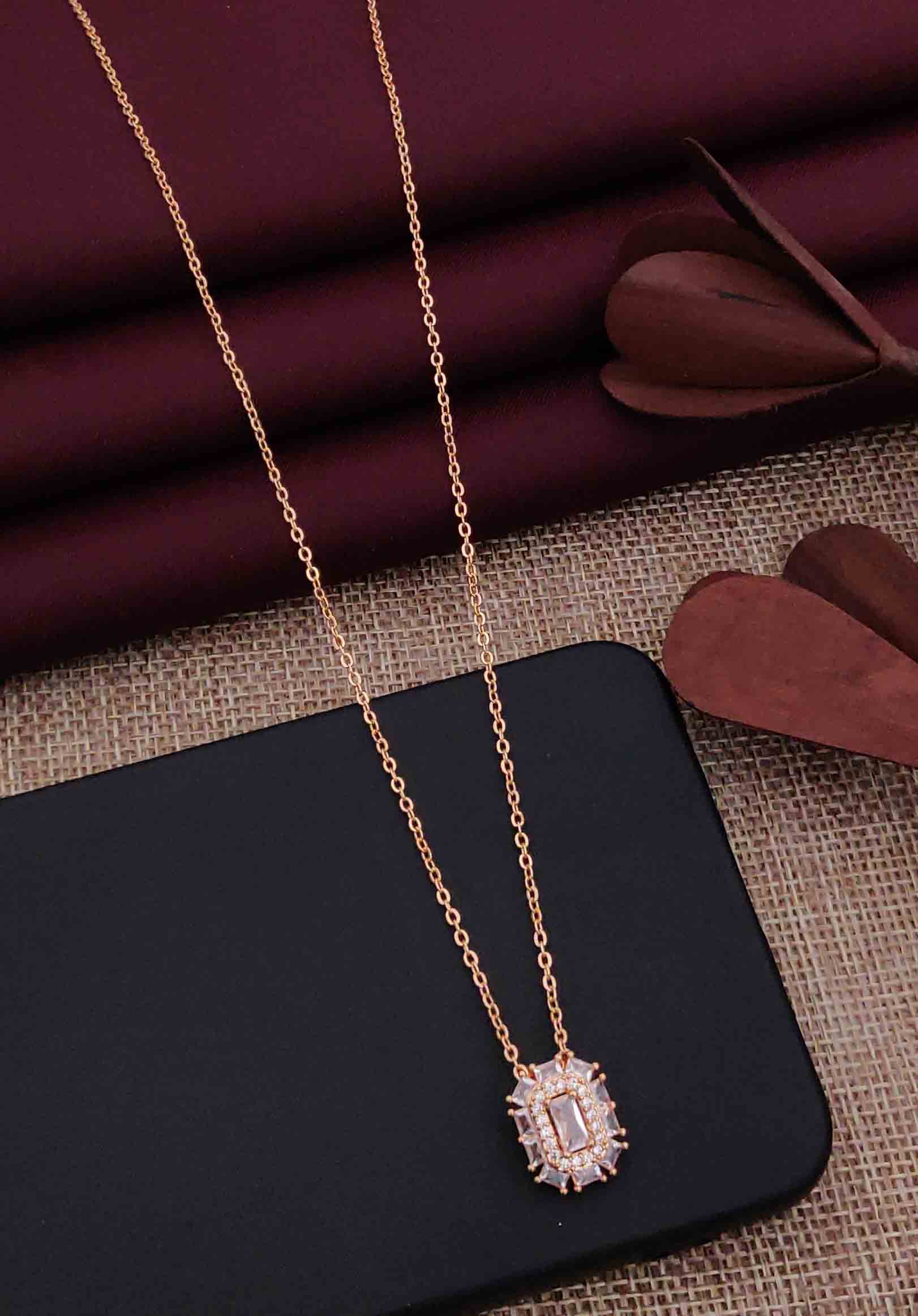 Solibelle Diana Chain Pendant | Antitarnish Rose Gold Plated ...